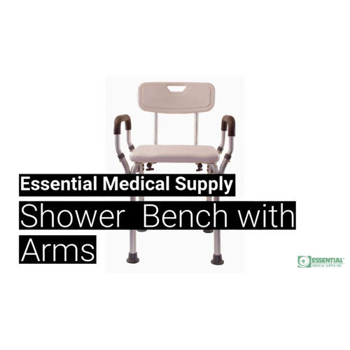 Essential medical supply shower and bath bench with arms and back store